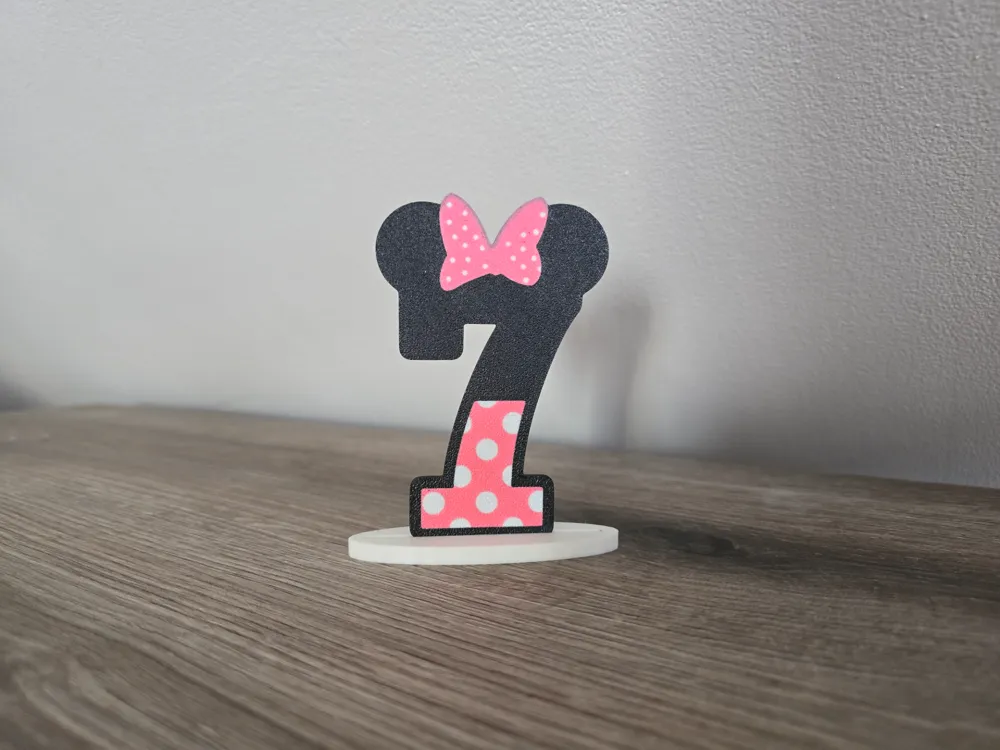 Minnie Mouse Cute Birthday Number Cake Topper 1-7 by 3Devil MakerWorld ...