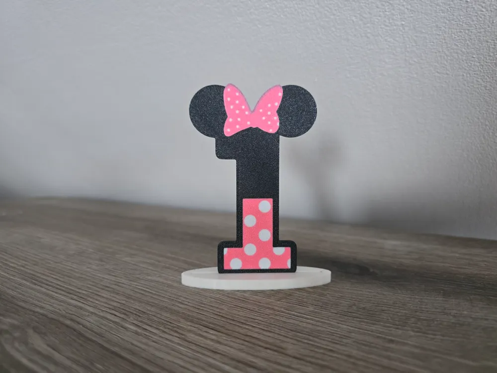 Minnie Mouse Cute Birthday Number Cake Topper 1-7 by 3Devil MakerWorld ...