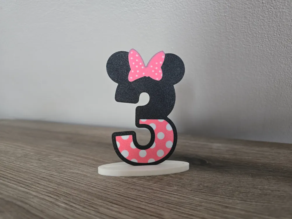 Minnie Mouse Cute Birthday Number Cake Topper 1-7 by 3Devil MakerWorld ...
