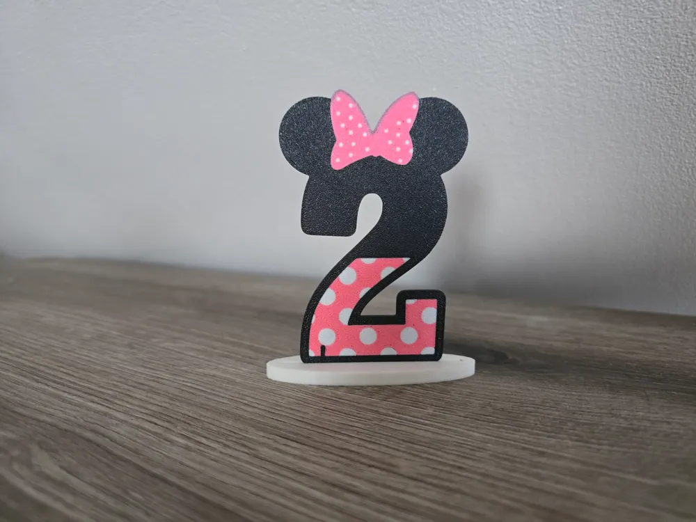 Minnie Mouse Cute Birthday Number Cake Topper 1-7 by 3Devil MakerWorld ...