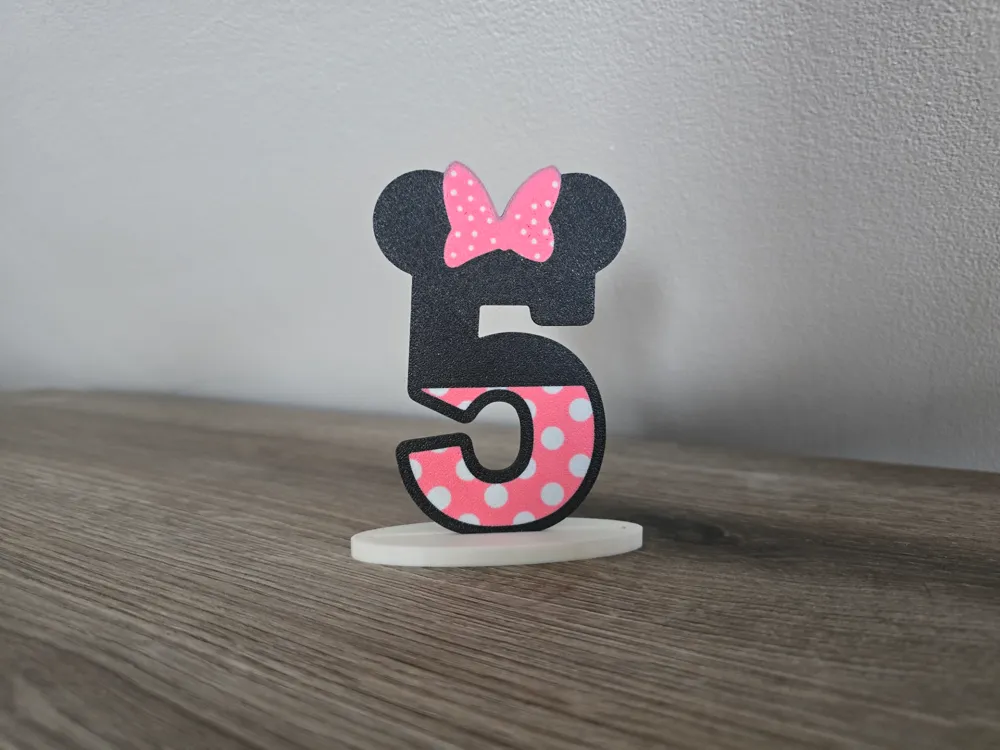 Minnie Mouse Cute Birthday Number Cake Topper 1-7 by 3Devil MakerWorld ...