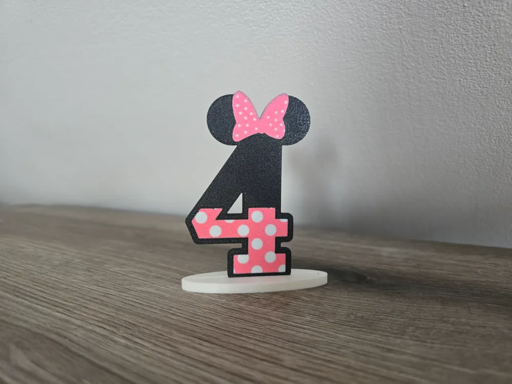 Minnie Mouse Cute Birthday Number Cake Topper 1-7 by 3Devil MakerWorld ...