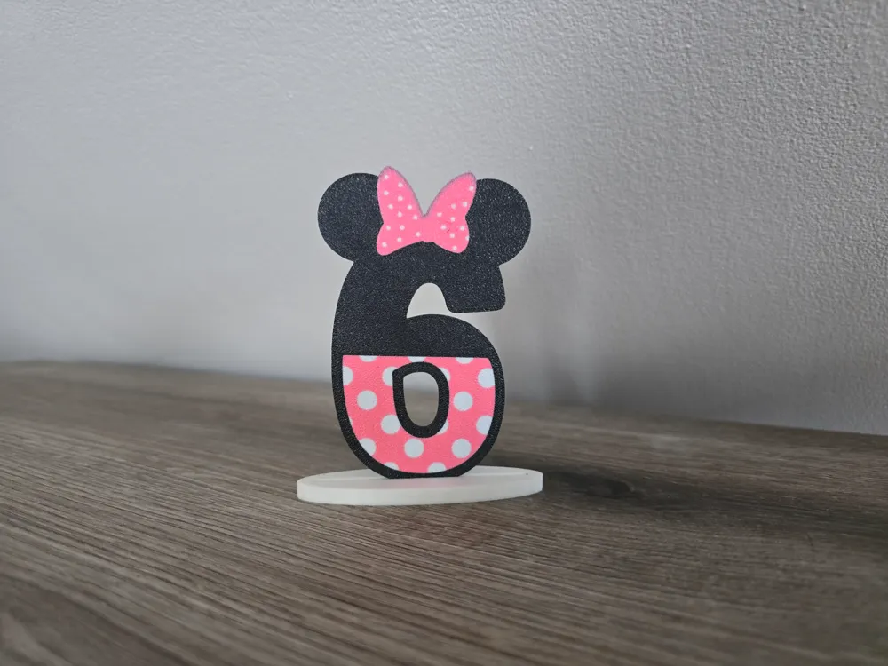 Minnie Mouse Cute Birthday Number Cake Topper 1-7 by 3Devil MakerWorld ...