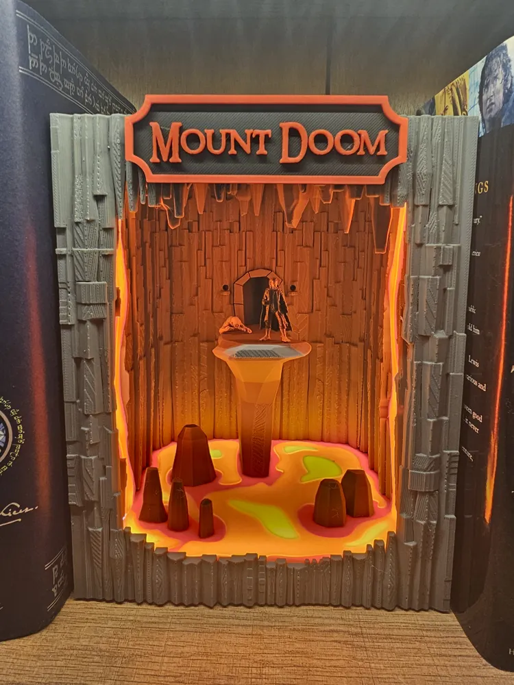 Lord of the Rings Mount Doom Book Nook - Free 3D Print Model - MakerWorld