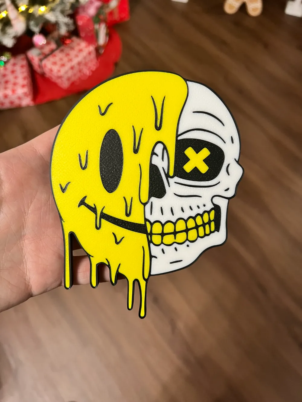 Dripping Melting Smiley Face Skull Magnet by Mark - MakerWorld