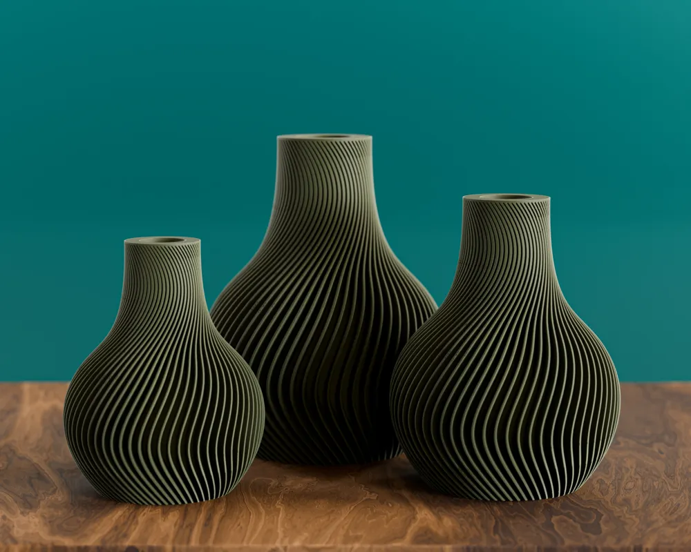 Modern Ribbed Wavy Vase - Free 3D Print Model - MakerWorld