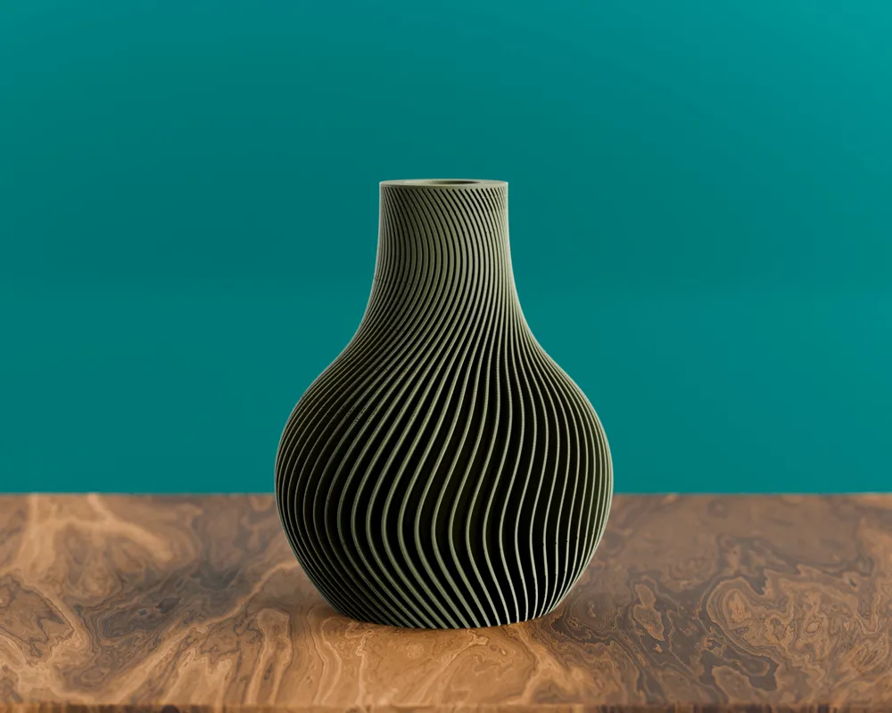 Modern Ribbed Wavy Vase - Free 3D Print Model - MakerWorld