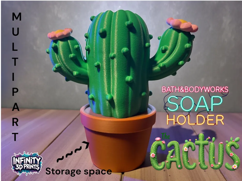 MULTIPART-THE CACTUS-BATH & BODYWORKS SOAP HOLDER - Free 3D Print Model ...