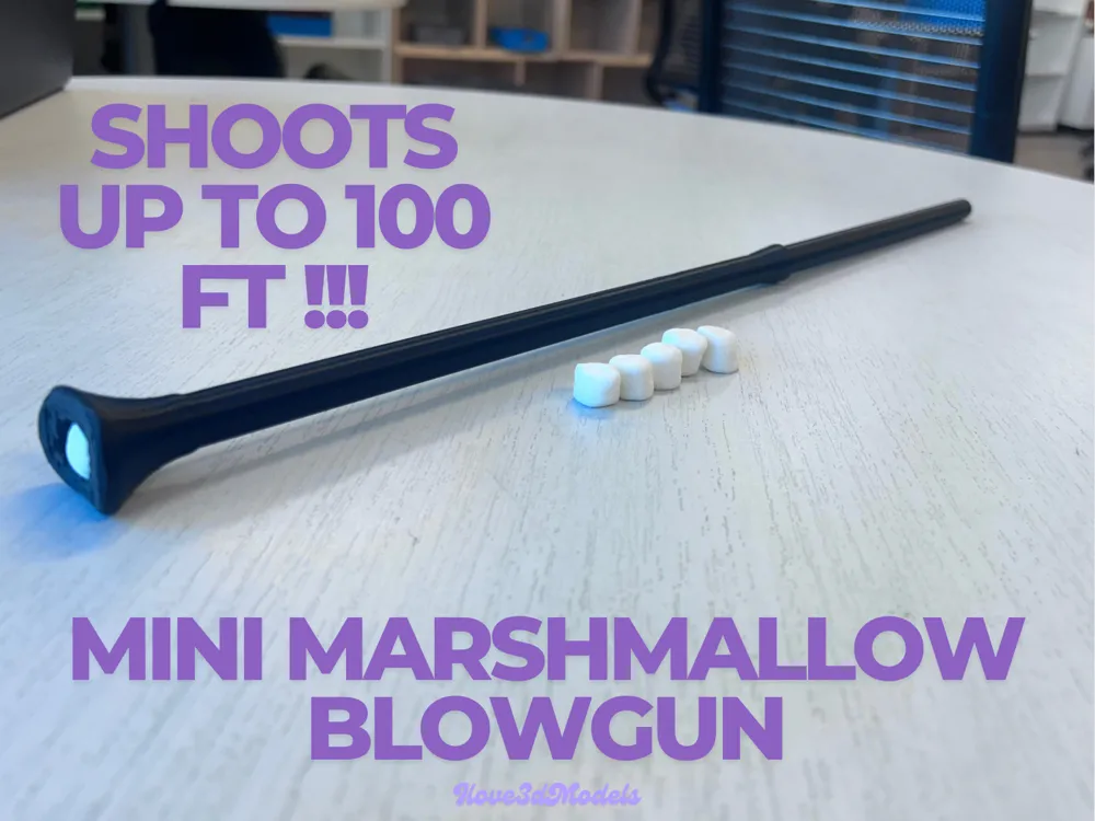 Mini Marshmallow Blow Gun - Free 3D Print Model - MakerWorld
