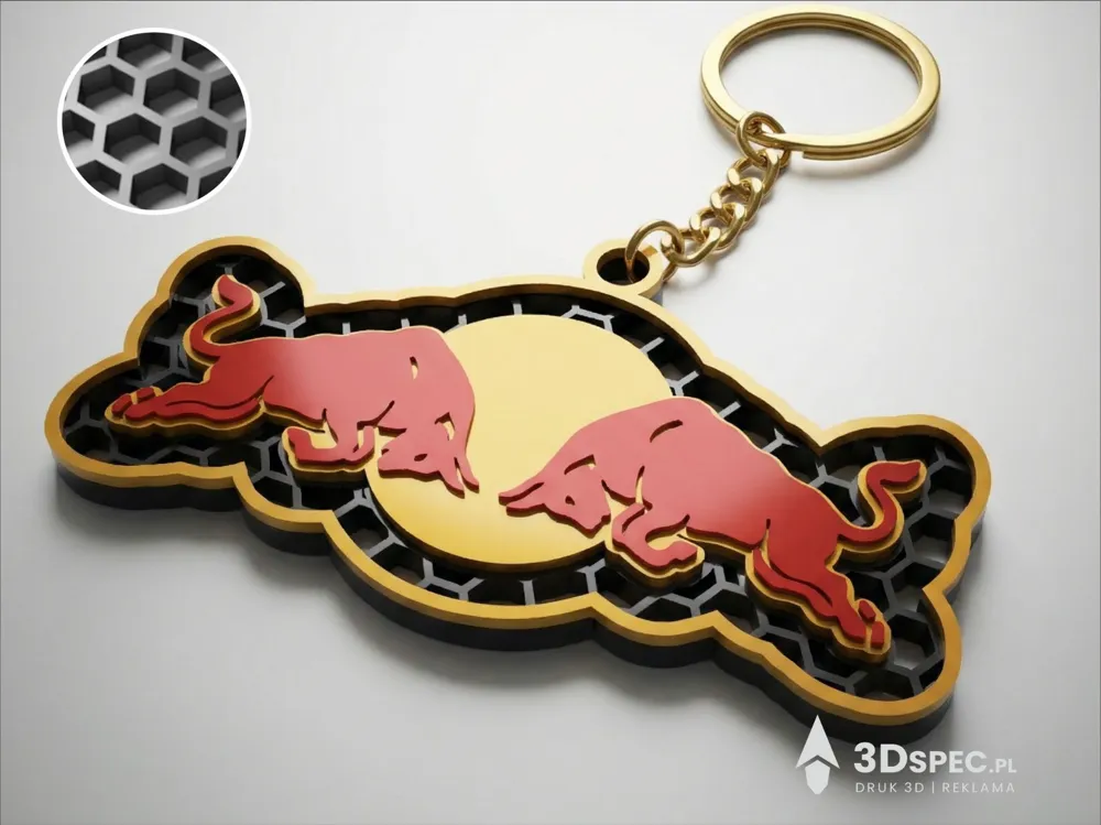 Red Bull logo Honeycomb keychain - Free 3D Print Model - MakerWorld