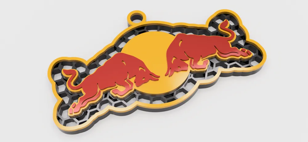 Red Bull logo Honeycomb keychain - Free 3D Print Model - MakerWorld