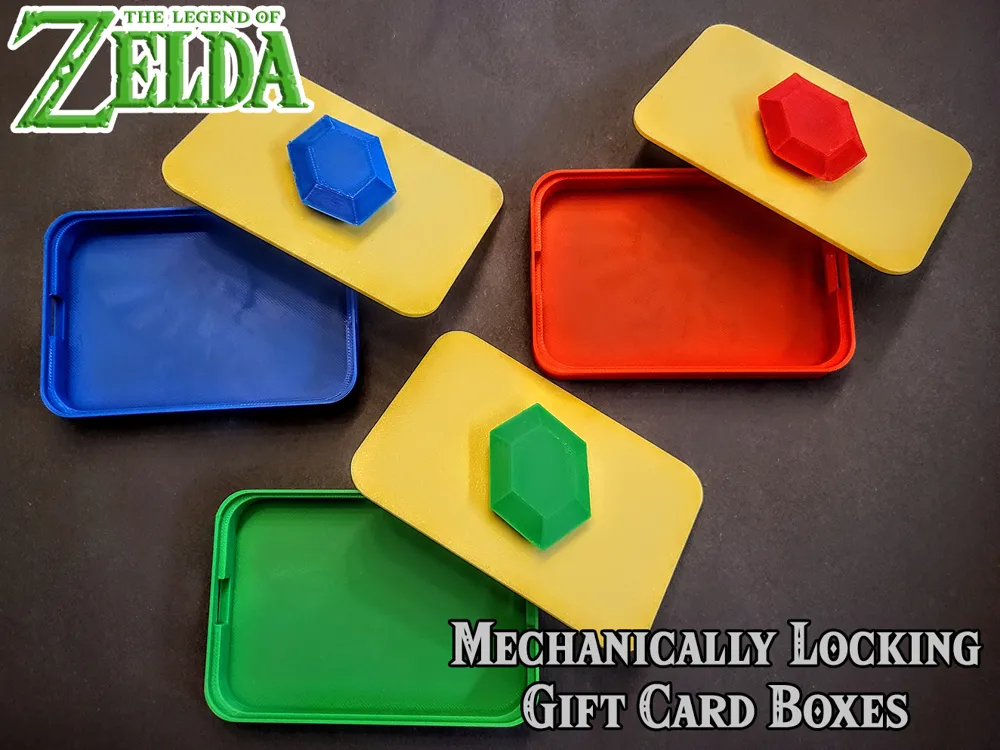 Zelda Rupee Mechanical Locking Gift Card/Item Box - Free 3D Print Model ...