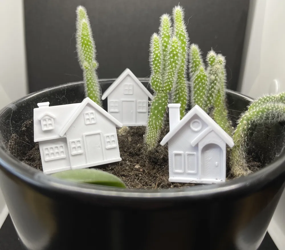 Miniature houses plant decorations/ supports - Free 3D Print Model ...
