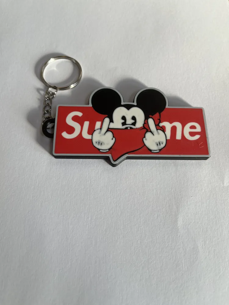 Mickey Mouse supreme keychain - Free 3D Print Model - MakerWorld