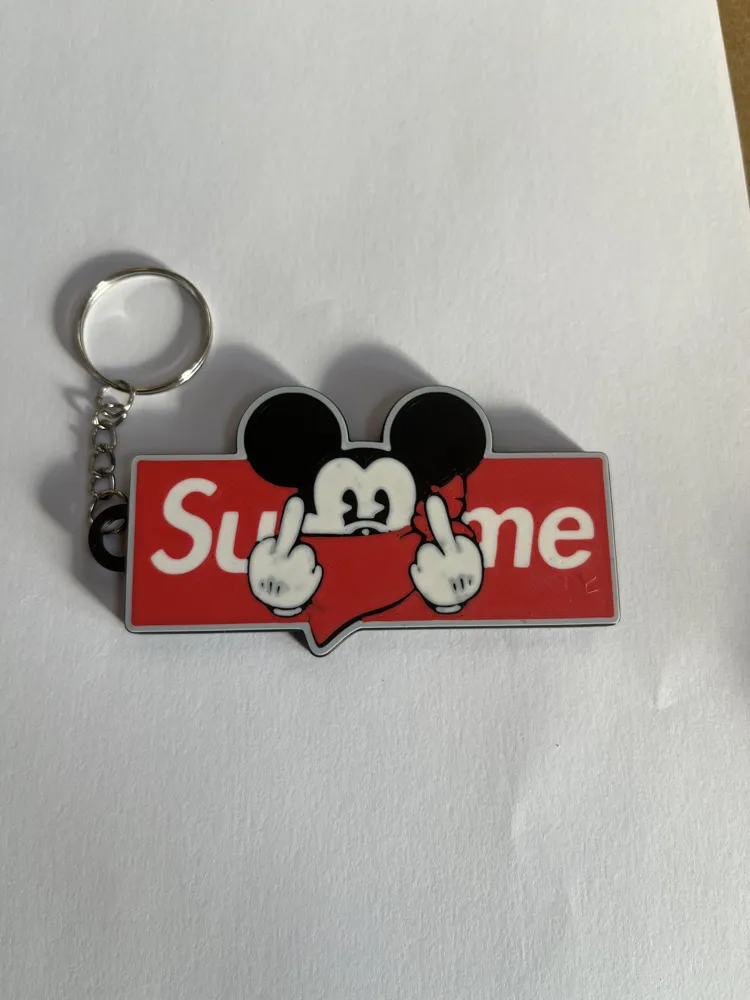 Mickey Mouse supreme keychain - Free 3D Print Model - MakerWorld