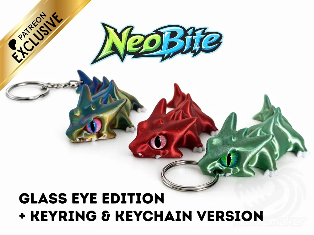 Neobite - Mini Articulated Dragon (+Keychain) - Free 3D Print Model ...