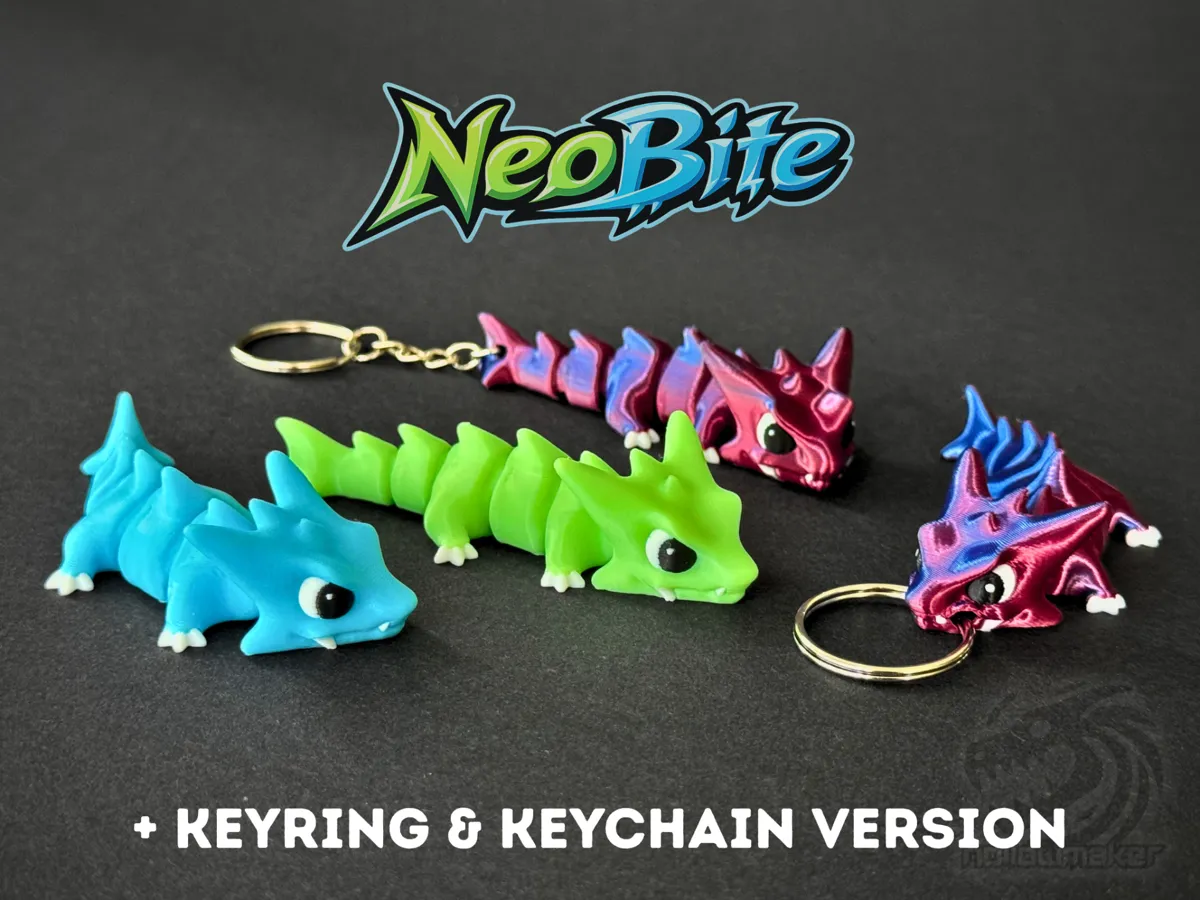 Neobite - Mini Articulated Dragon (+Keychain) - Free 3D Print Model ...