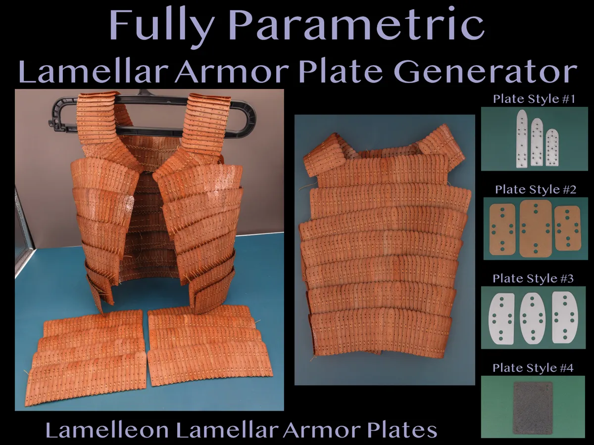 Lamelleon Parametric Lamellar Armor Plates w/ Jigs - Free 3D Print ...
