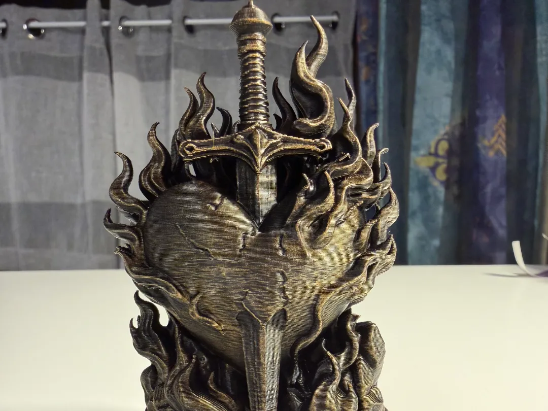 Burning Heart with Sword - Free 3D Print Model - MakerWorld