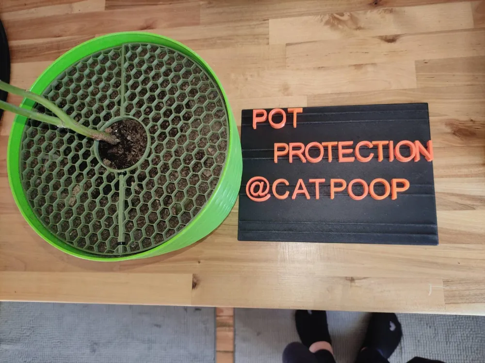 Pot protection from pooping cat -Customizable V2 by M.Srnka - MakerWorld