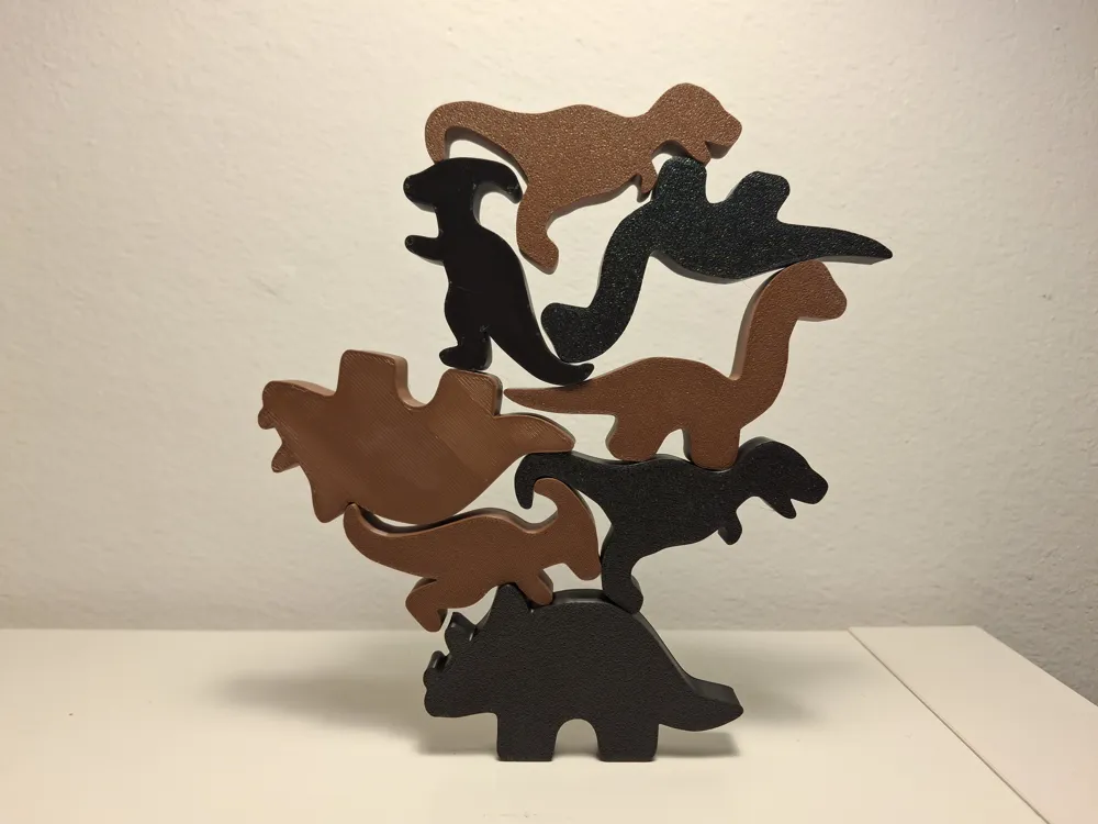 Dinosaur Stack - Balance & Skill Game - Free 3D Print Model - MakerWorld