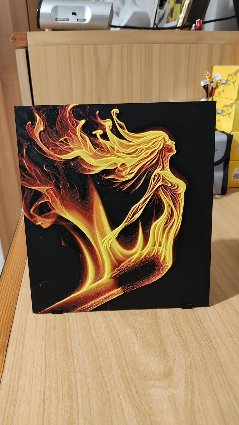 Lady Fire HueForge by enricoRE MakerWorld: Download Free 3D Models