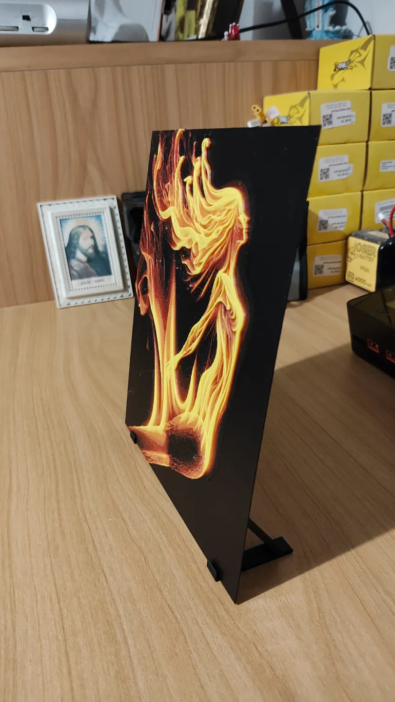 Lady Fire HueForge by enricoRE MakerWorld: Download Free 3D Models