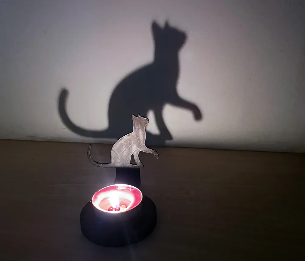 Cat Tea Light Holder – Shadow Projector - Free 3D Print Model - MakerWorld