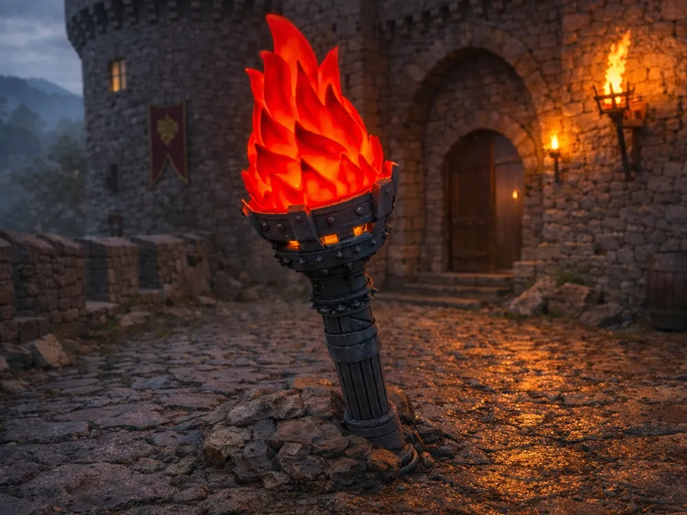 Medieval Torch freestanding - Free 3D Print Model - MakerWorld