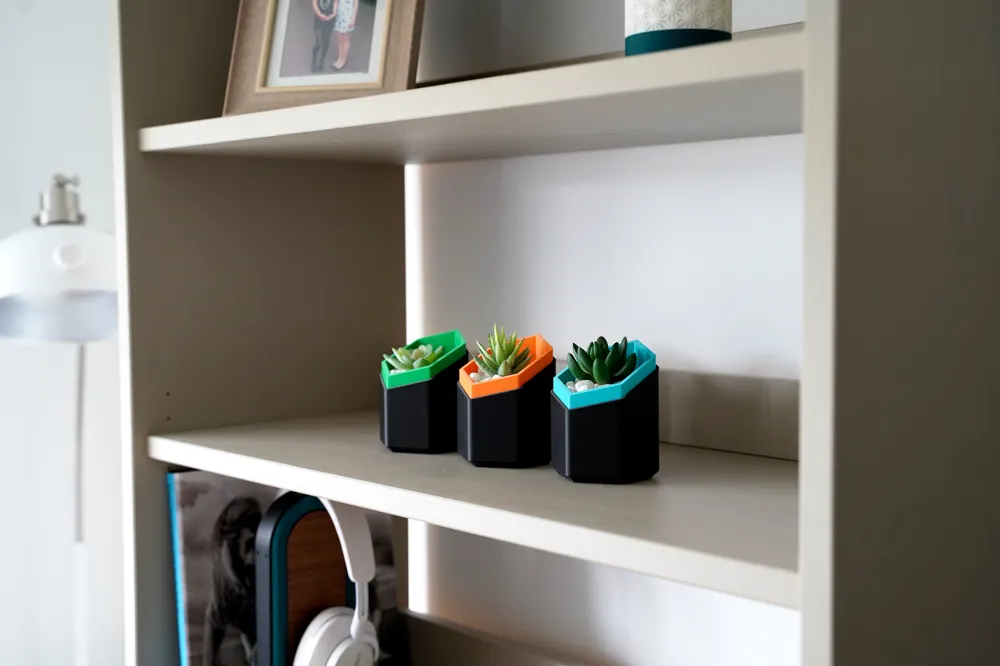 Slanted Hexagon Planter with Drip Tray By Foxwood - Free 3D Print Model ...