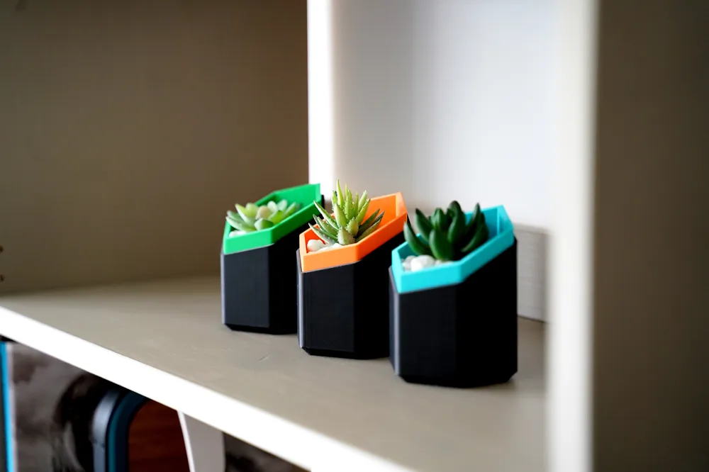 Slanted Hexagon Planter with Drip Tray By Foxwood - Free 3D Print Model ...