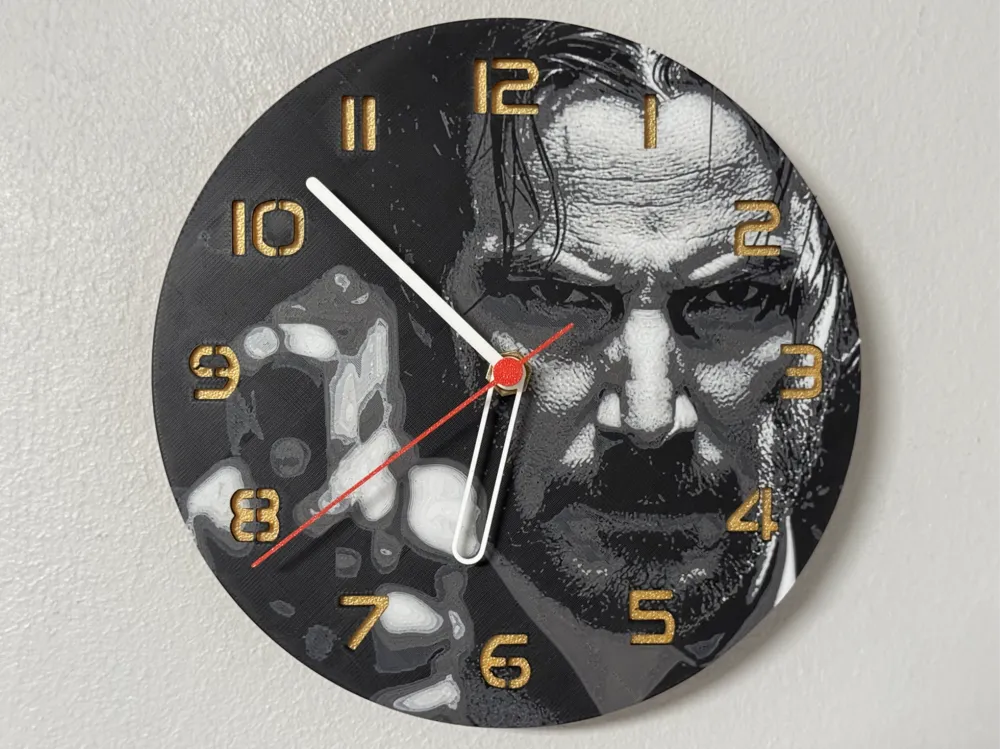 Wall/Desk Clock John Wick HueForge - Free 3D Print Model - MakerWorld
