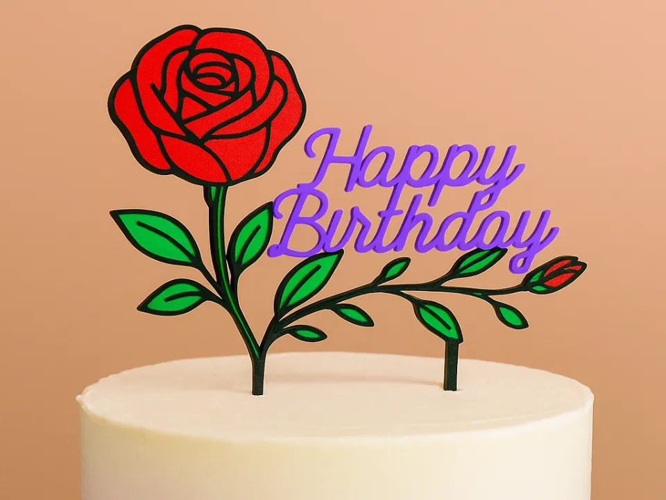 cake topper Happy Birthday by SliQ MakerWorld: Download Free 3D Models