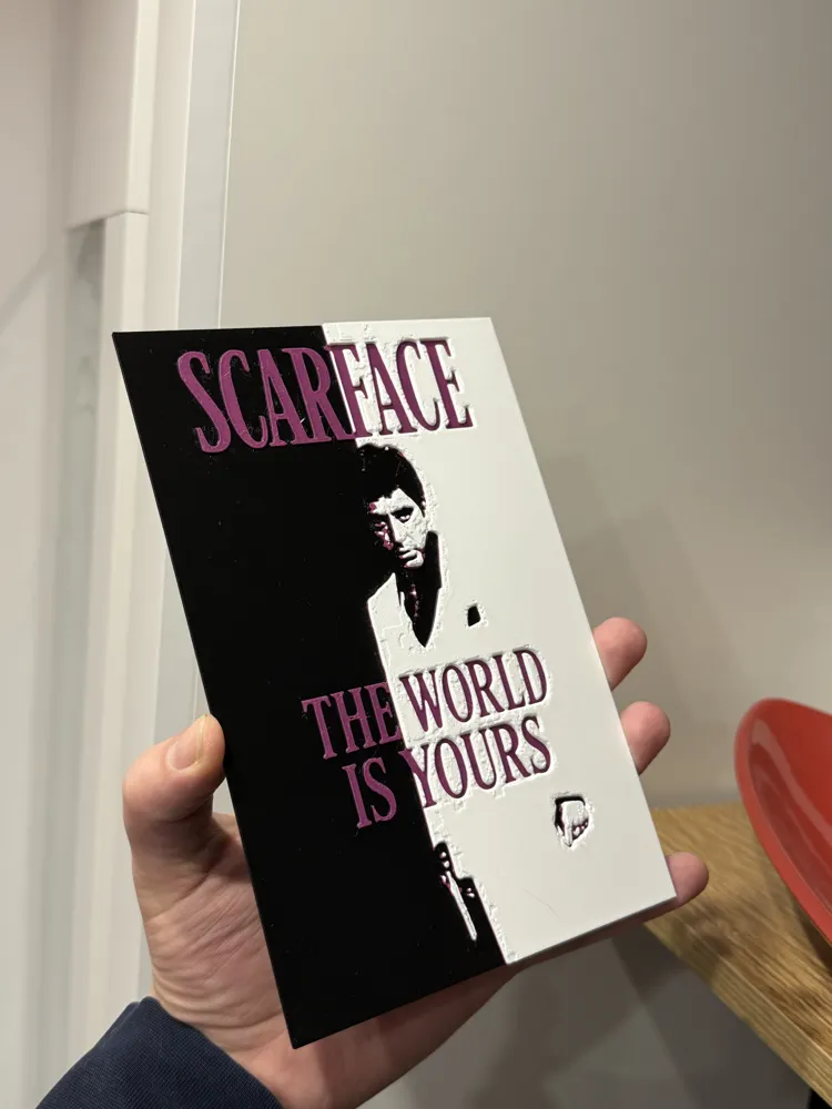 Scarface Tony Montana HueForge Cover 3D - Free 3D Print Model - MakerWorld