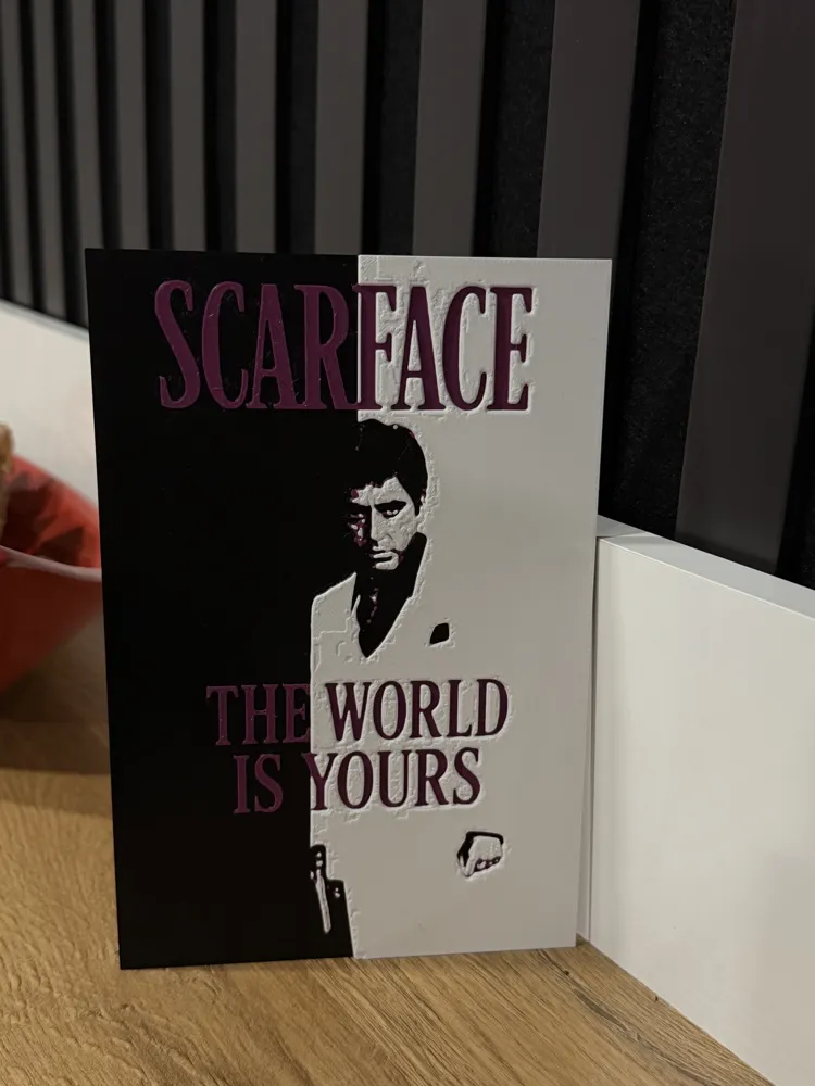 Scarface Tony Montana HueForge Cover 3D - Free 3D Print Model - MakerWorld