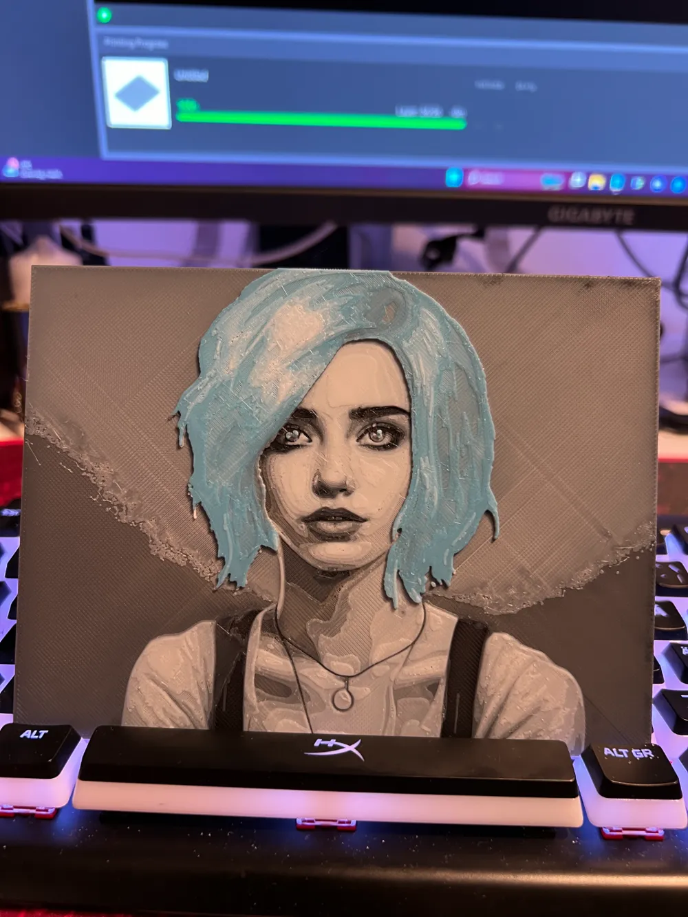 Blue hair girl - Hueforge by bobbanski - MakerWorld
