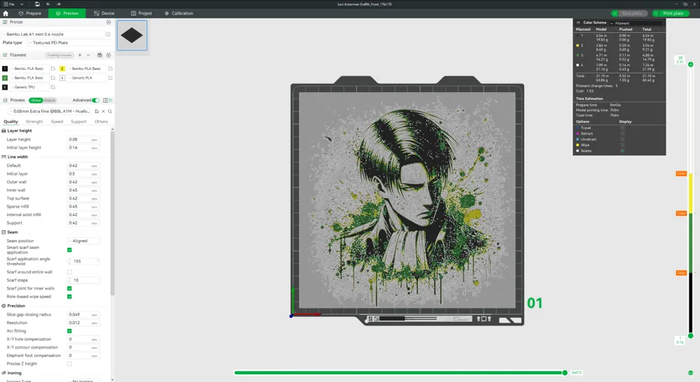 Graffiti Levi Ackerman Hueforge by 3Ree Printing - MakerWorld