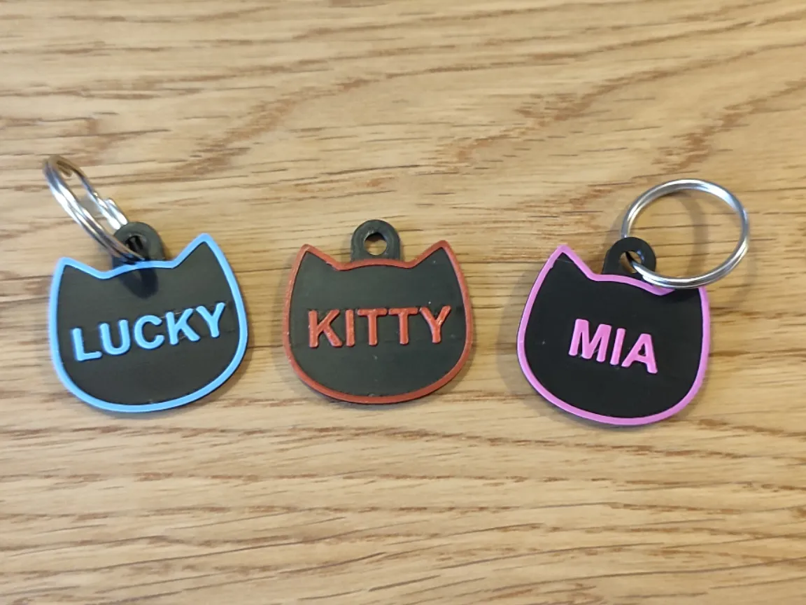 Cat pendant - name tag keychain - Free 3D Print Model - MakerWorld