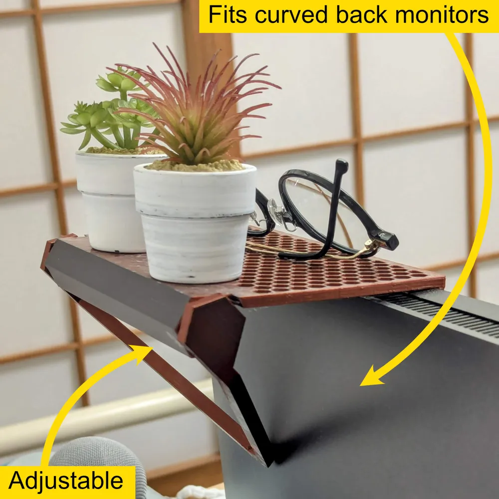 Adjustable monitor shelf MK2 - fits any display! by Giskard Reventlov ...