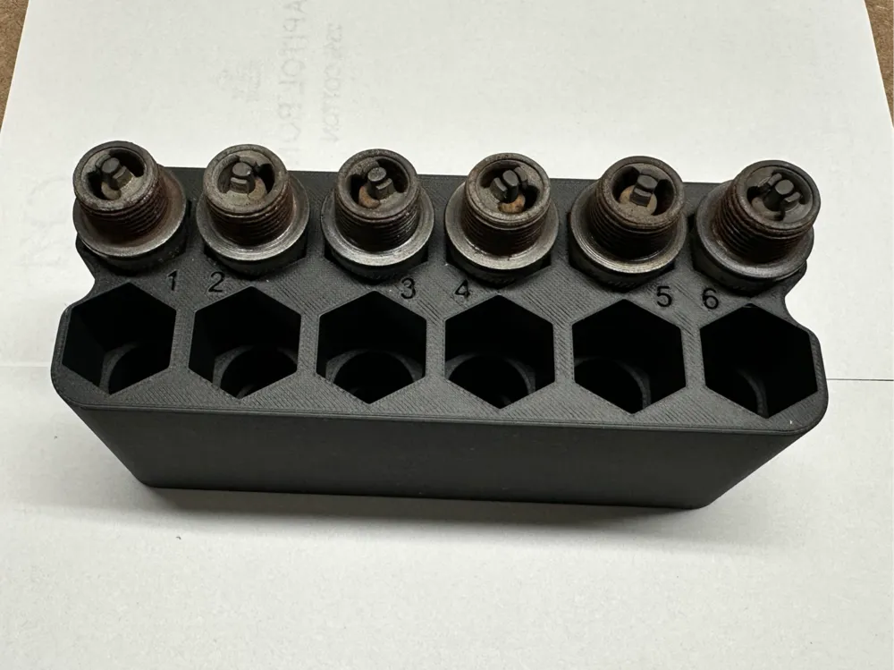 Aviation Sparkplug Rack (6 cyl, 5/8-24 or 3/4-20) - Free 3D Print Model ...