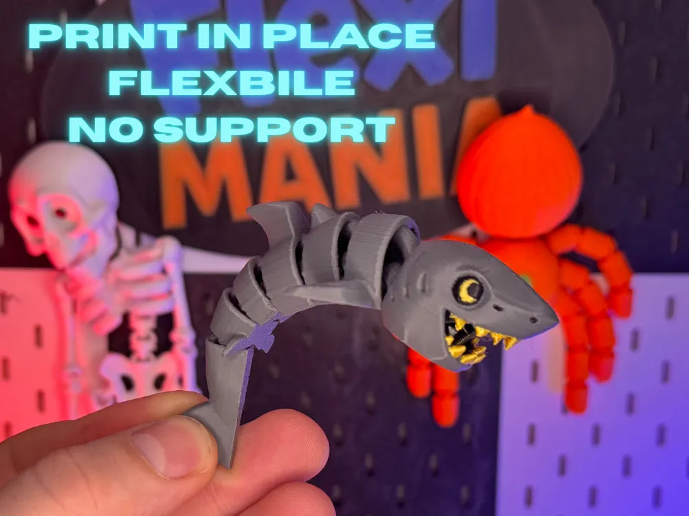 Flexi Shark | Print-in-Place Articulated Shark - Free 3D Print Model ...