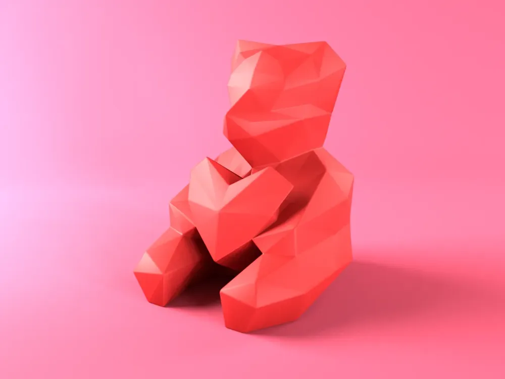 Low Poly Love Bear by Printatonic - MakerWorld