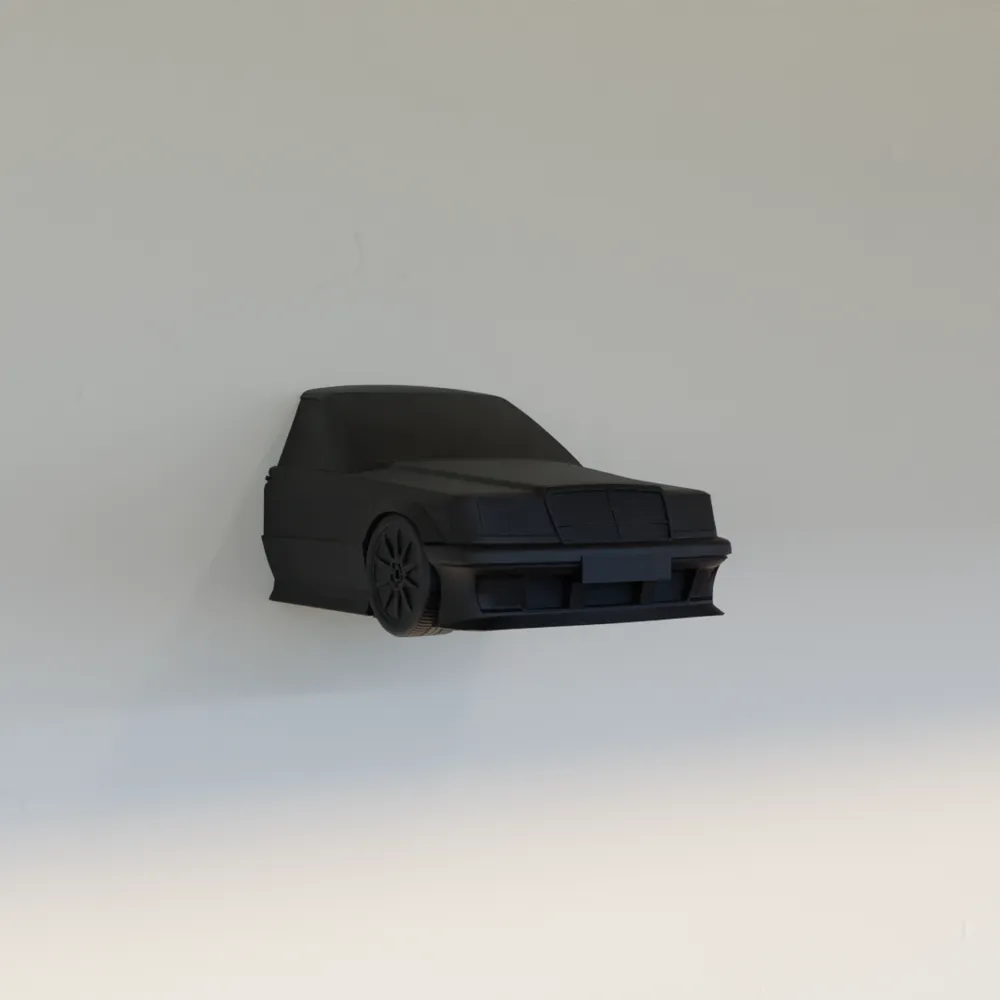 Mercedes Benz 190e Wall Art - Front View - Free 3D Print Model - MakerWorld