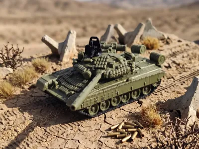 T-80BV Main Battle Tank Model 1/72 - Free 3D Print Model - MakerWorld