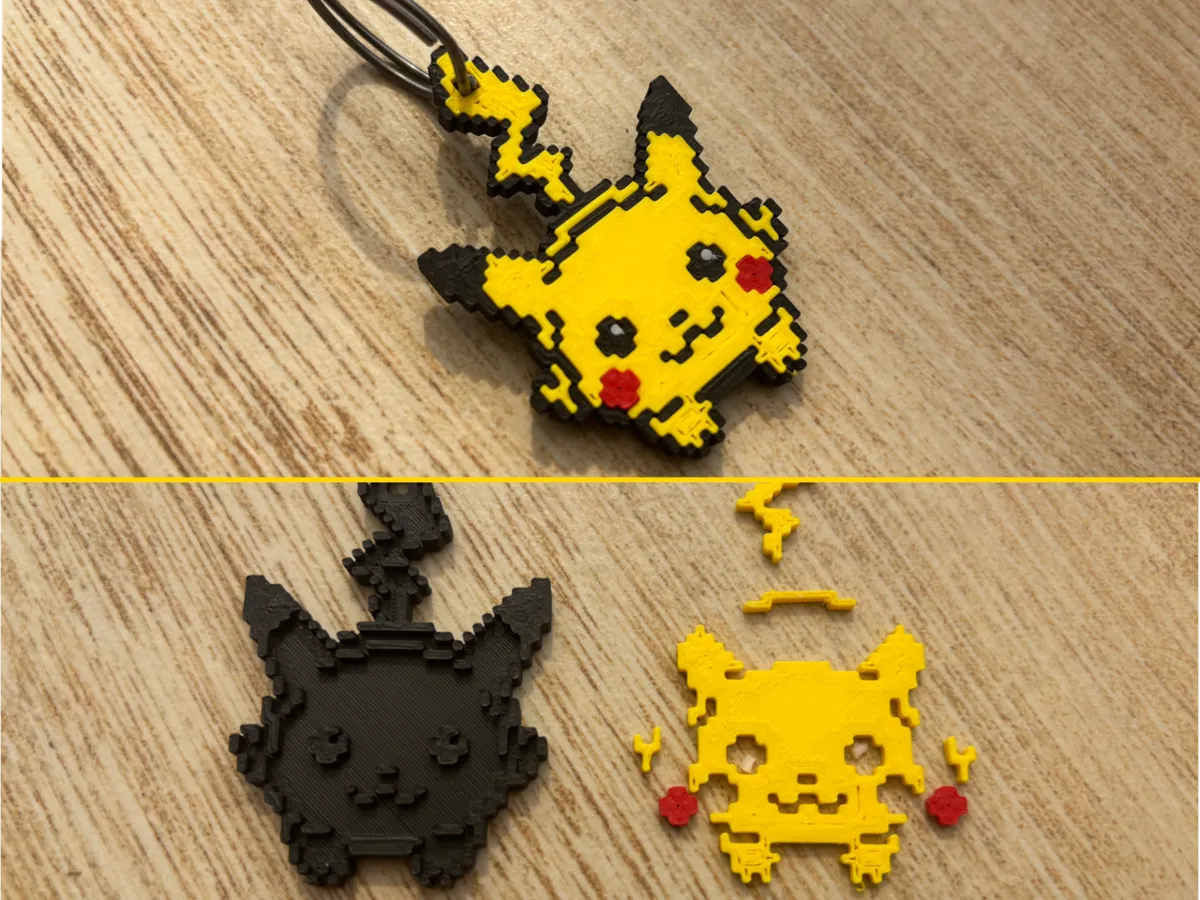8-Bit Pikachu Mehrteiliger Schlüsselanhänger, Klebstofffreie Montage ...