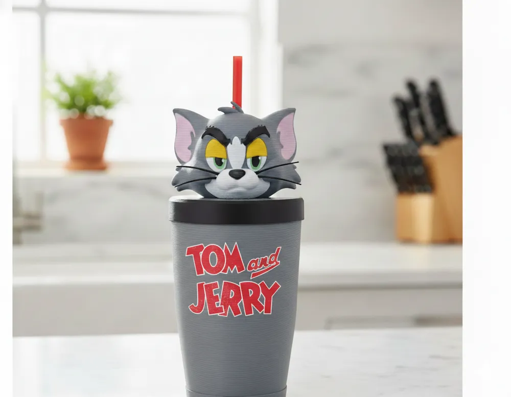 Vaso Milkshake Tom y Jerry 3D Cine Retro Cartoon - Free 3D Print Model ...