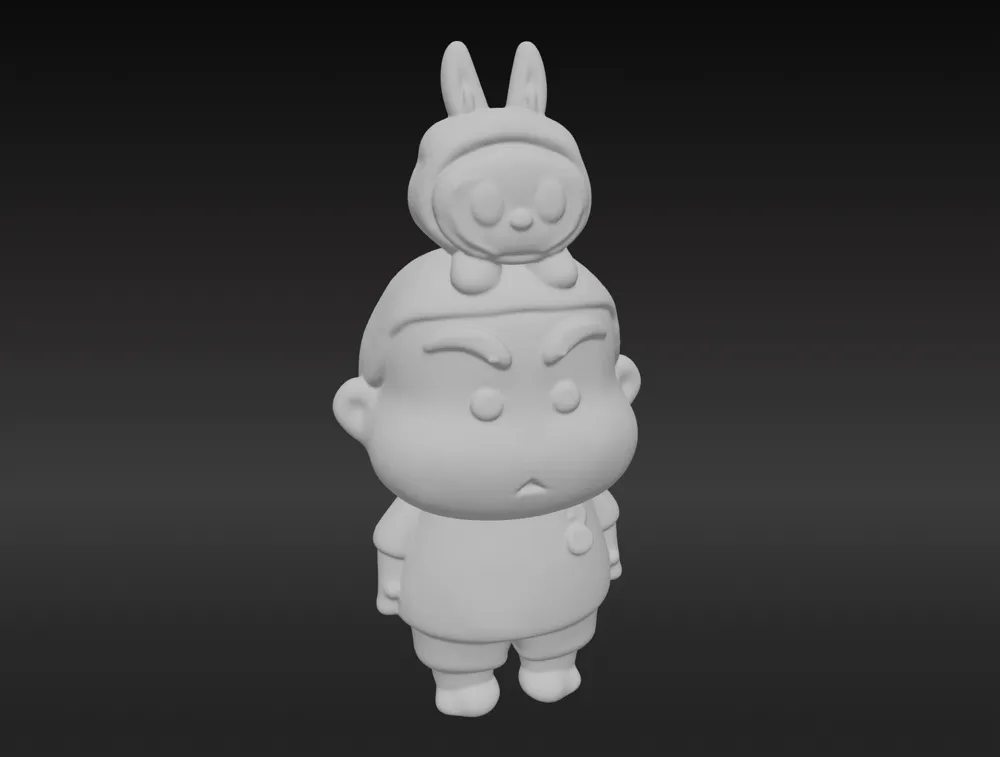Super cute Shinchan and Labubu doll, Crayon Shinchan + Labubu, self ...