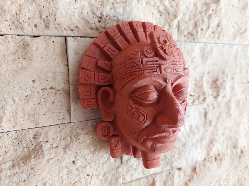 Ancient Mayan Face Sculpture v7 - Free 3D Print Model - MakerWorld