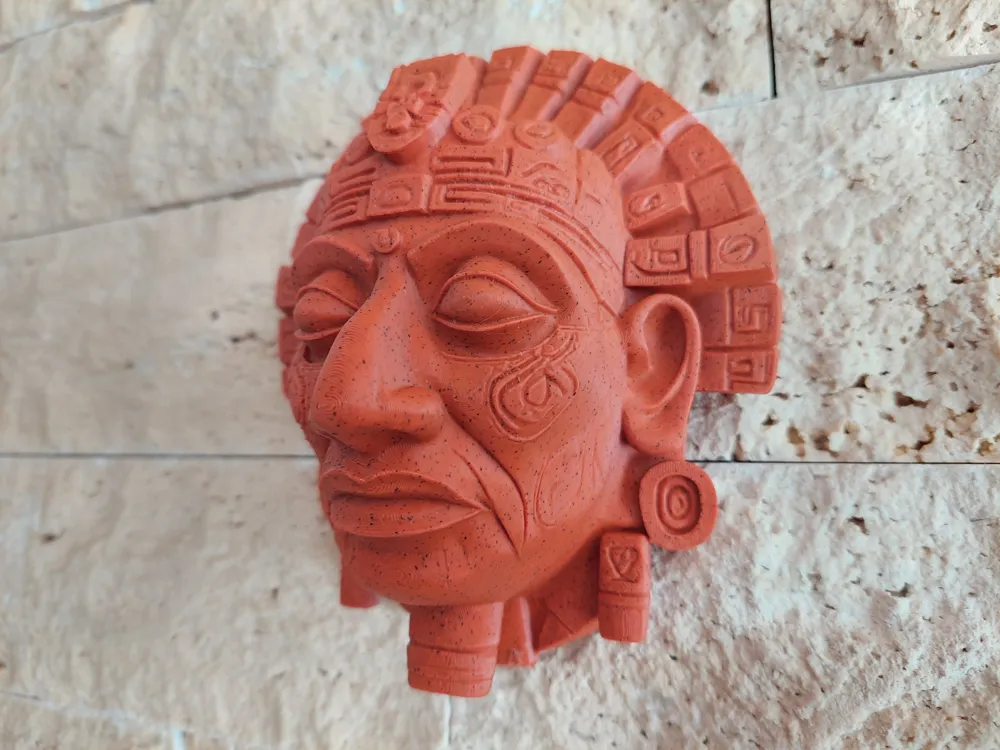 Ancient Mayan Face Sculpture v7 - Free 3D Print Model - MakerWorld
