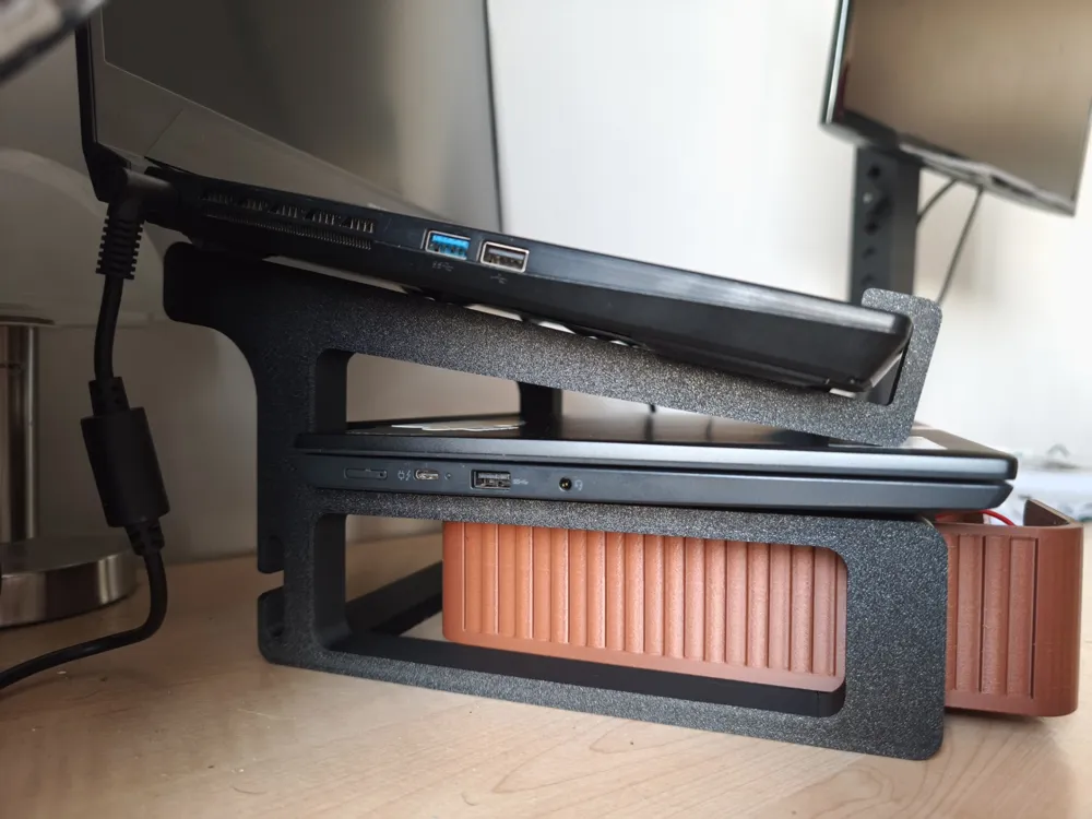 Double Laptop Stand w/ Drawer Organiser - Remix - Free 3D Print Model ...